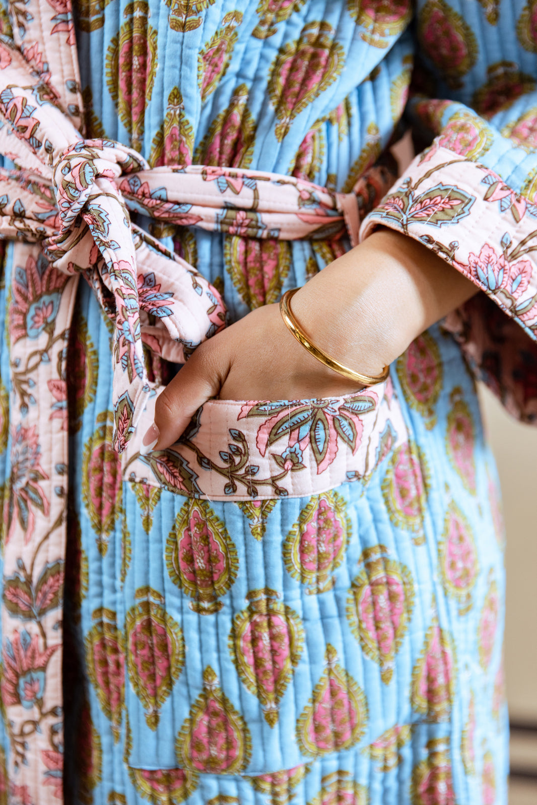 Hand Block Printed Quilted Cotton Robes | Ladies Quilted Dressing Gown ...